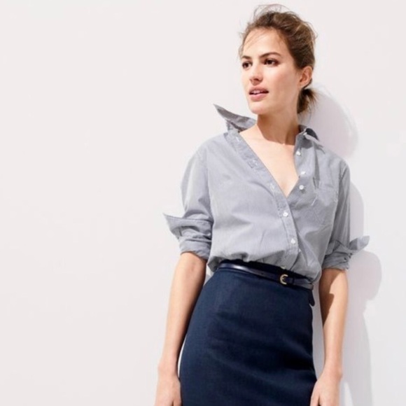 J. Crew | Tops | J Crew Perfect Shirt Button Down In Subtle Stripe ...